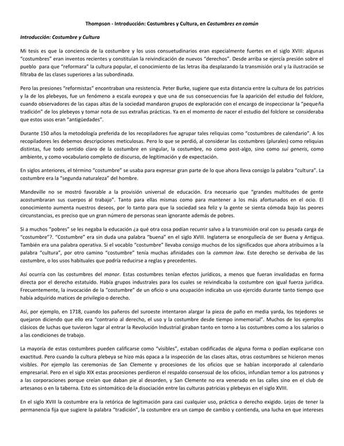 Thompson - Introducción Costumbre y Cultura, en Costumbres en común ...