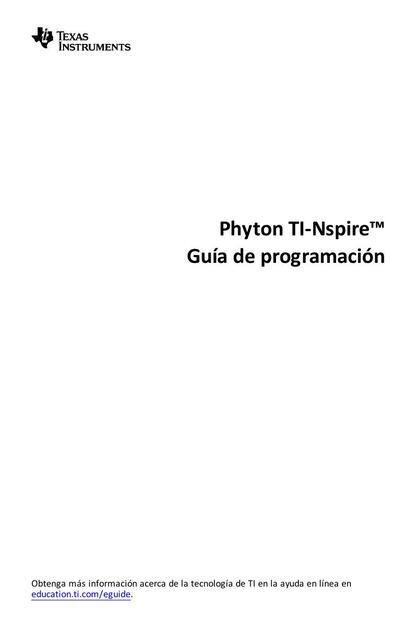 TI Nspire Python Programming Guidebook ES | JOSE LIMA F | uDocz