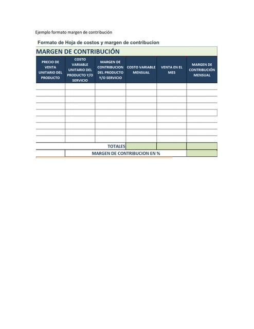Ejemplo Formato Margen de Contribución | mauro r | uDocz
