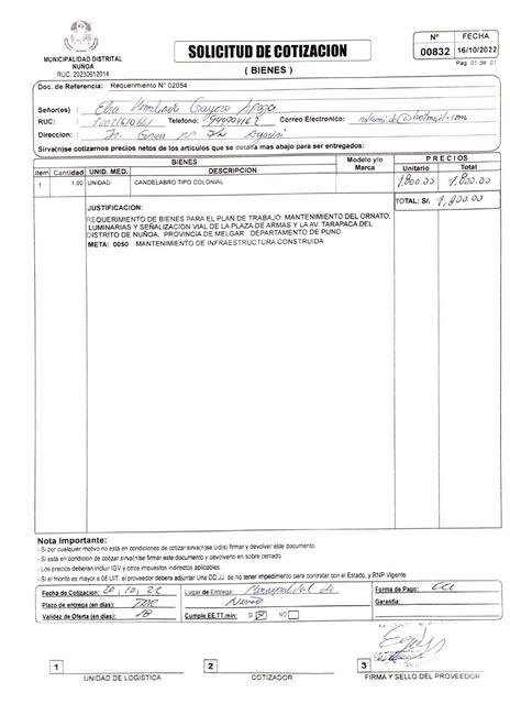 Solicitud de cotización candelabro | John Alex Cansaya | uDocz