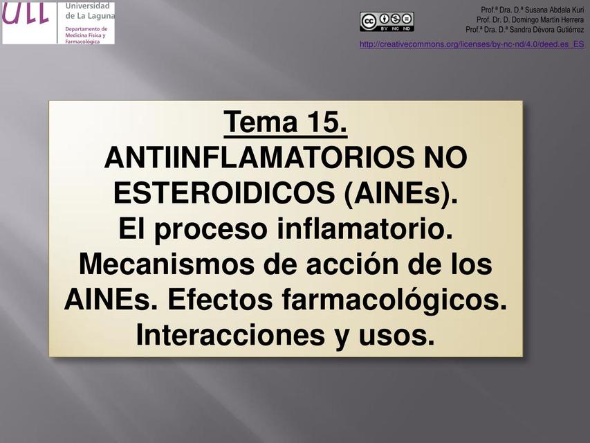Antiinflamatorios no esteroidicos (aines). El proceso inflamatorio ...