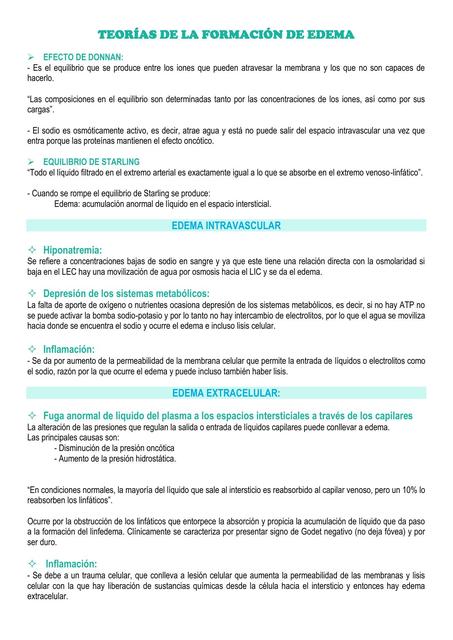 Teorías de la formación del edema | Nancy A3C | uDocz