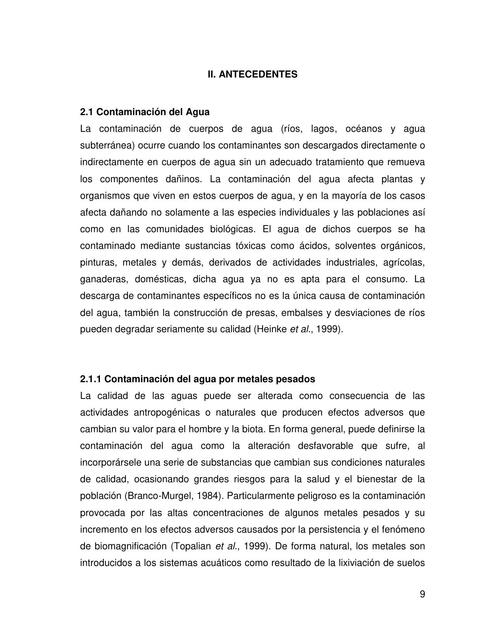 Tesis de contaminación del agua | DocsCienciasNaturales | uDocz