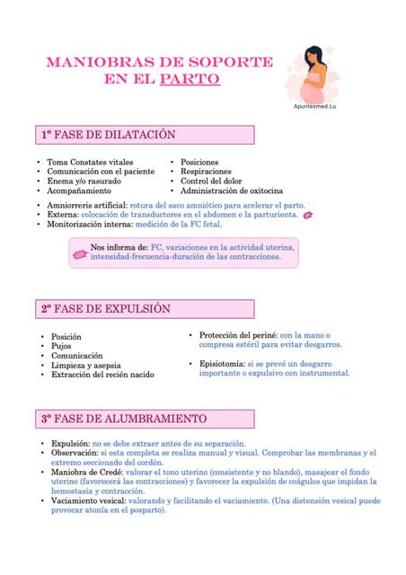 Maniobras de Soporte en el Parto | Apuntesmed.lu | uDocz
