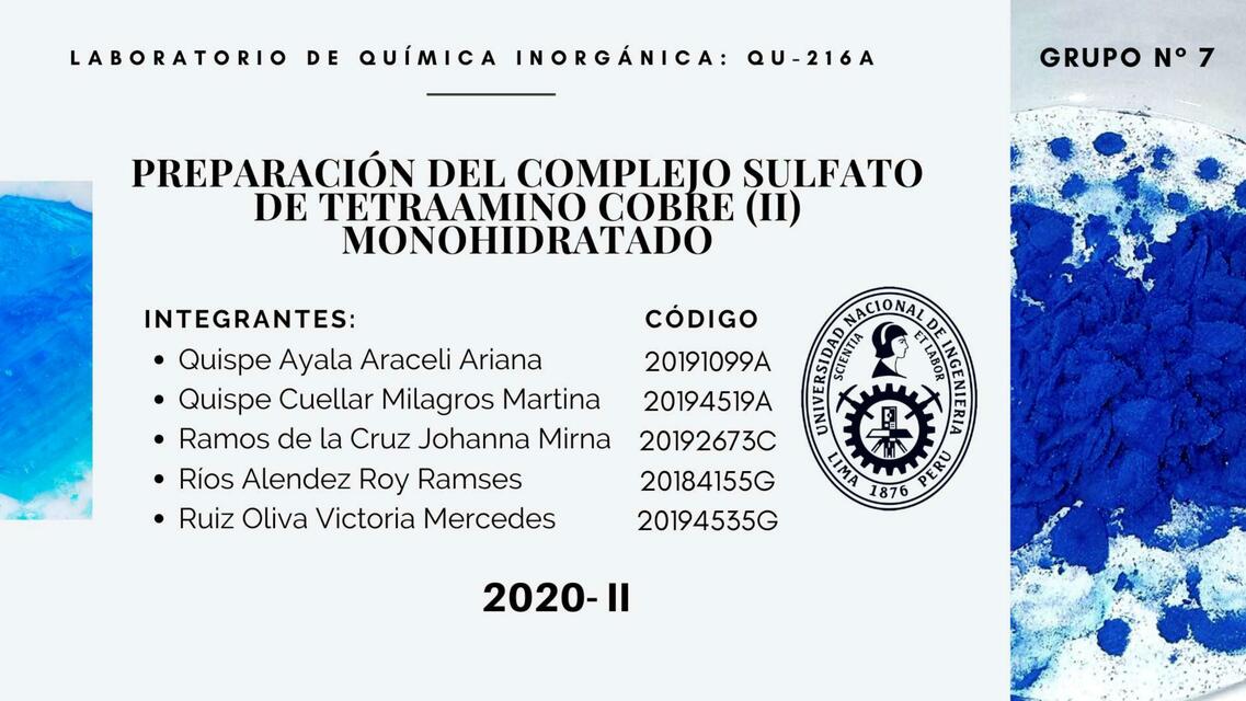 Informes de Ing. Química: Química Inorgánica | uDocz