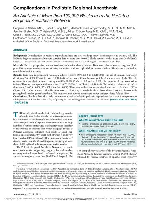 Complications in Pediatric Regional Anesthesia | Raquel Arvizu | uDocz