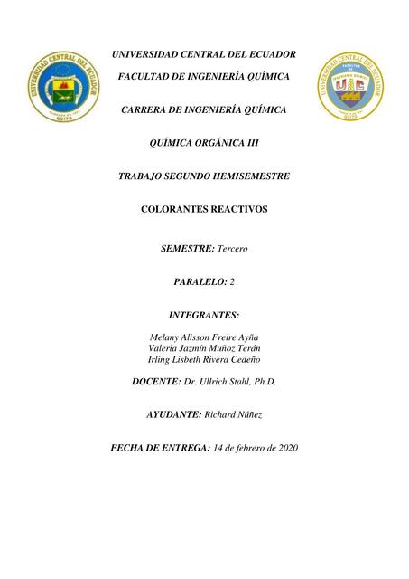 Colorantes reactivos | Melany Freire | uDocz