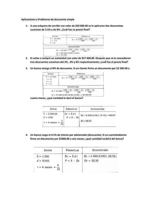 aplicaciones descuenrto simple | LEonel Rico | uDocz