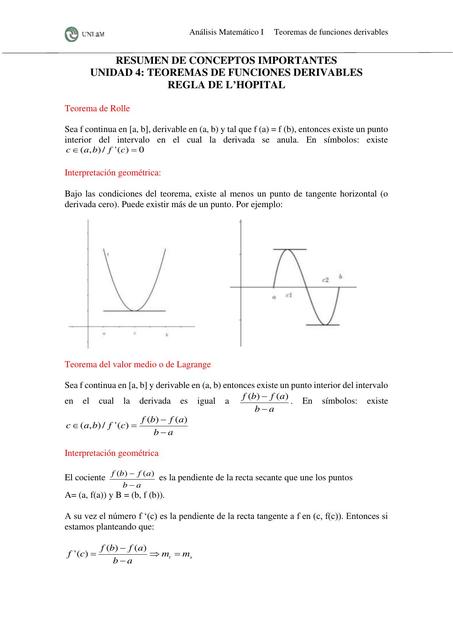 TEOREMAS DE FUNCIONES DERIVABLES (ANÁLISIS MATEMÁTICO) | Sofía | uDocz TEOREMAS DE FUNCIONES DERIVABLES (ANÁLISIS MATEMÁTICO) | Sofía | uDocz