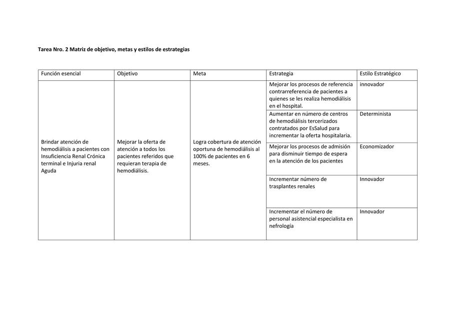 Matriz de objetivo metas y estilos de estrategia | leo gomez | uDocz
