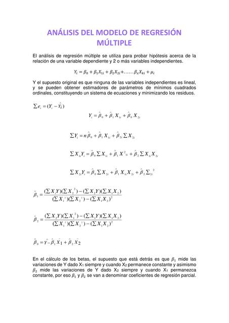 Ecuación De Regresión Múltiple