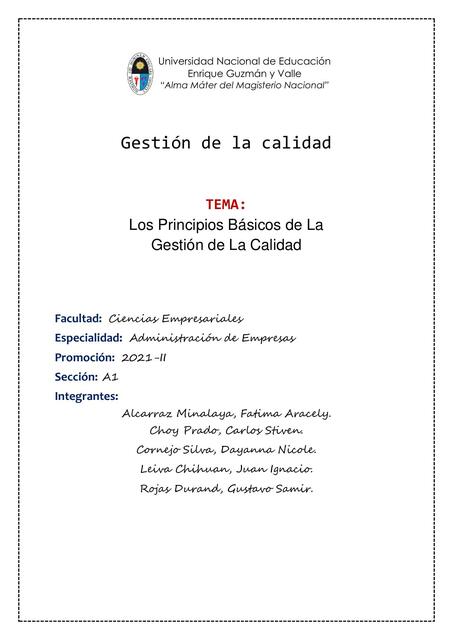 Los Principios Básicos de La Gestión de La Calidad | Fatima Alcarraz | uDocz