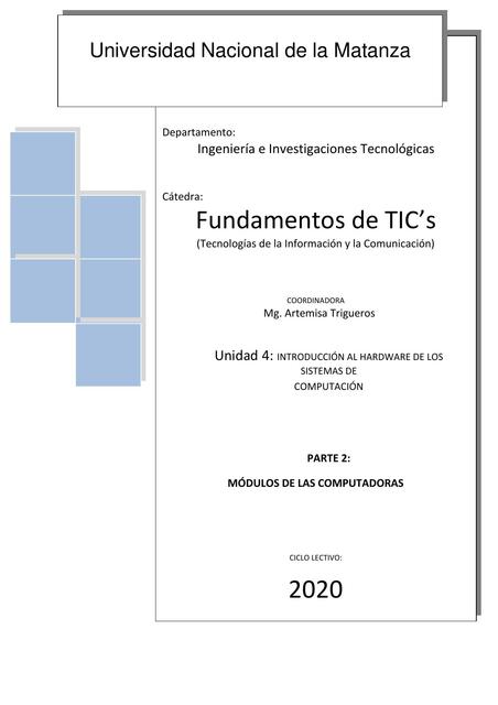 MÓDULOS DE LAS COMPUTADORAS (Fundamentos de TIC's) | sofitaisdev | uDocz