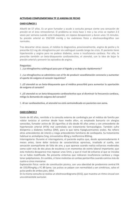 TP 15 Angina de Pecho | Karine Bacellar | uDocz