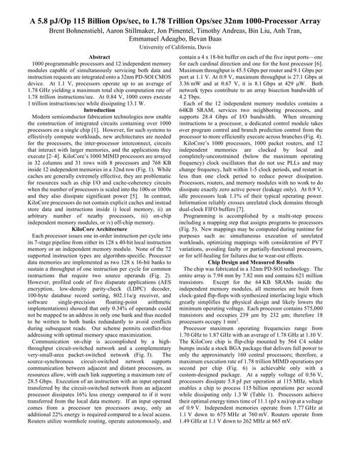 Flashcards de A 32nm 1000 Processor Array | Por HackerNews | uDocz