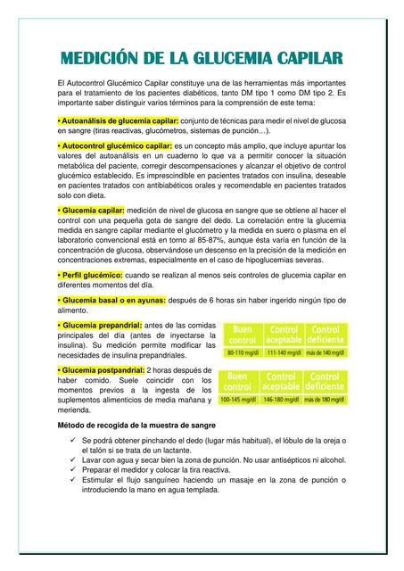 Medición de la Glucemia Capilar | Lilibeth Zambrano | uDocz