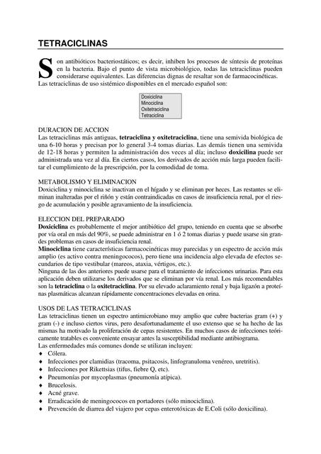 Tetraciclinas | RoseMedScience ( Rose Mary Favier ) | uDocz
