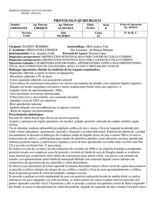 Protocolo quirúrgico