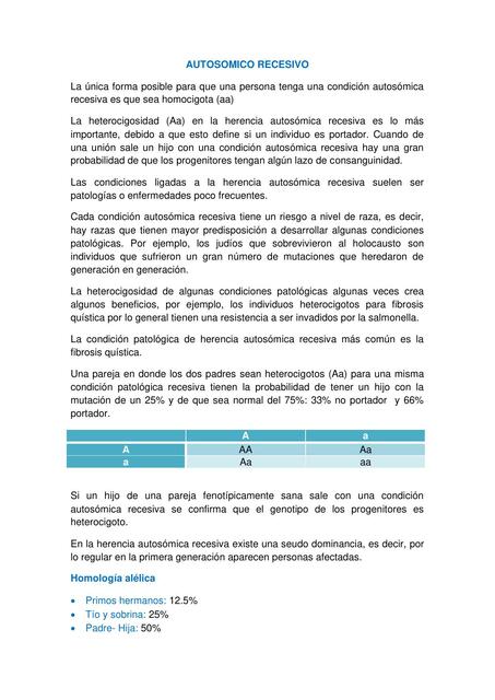 Autosómico Recesivo | Juanita Zapata | uDocz