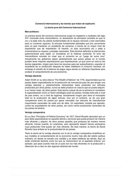 Comercio Internacional y sus Teorías | Ana Gisela Mercado | uDocz