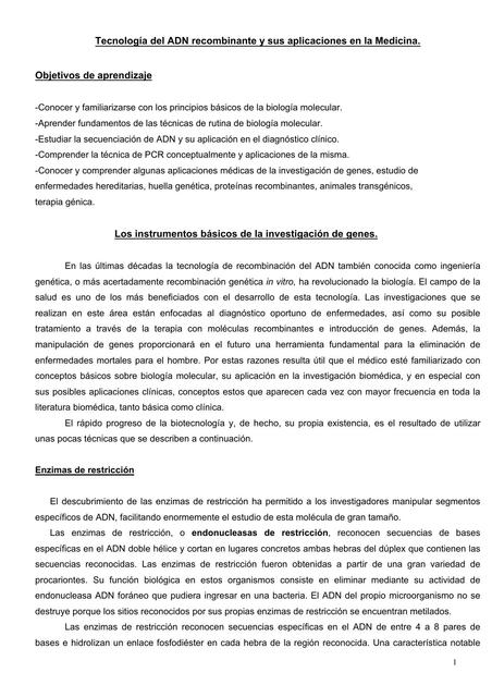 Tecnología del ADN Recombinante y sus Aplicaciones en la Medicina ...