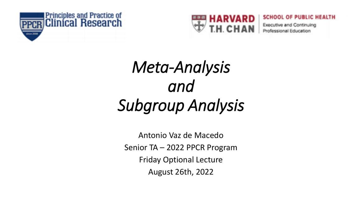 Meta Analysis and Subgroup Analysis | Winifer Araujo | uDocz