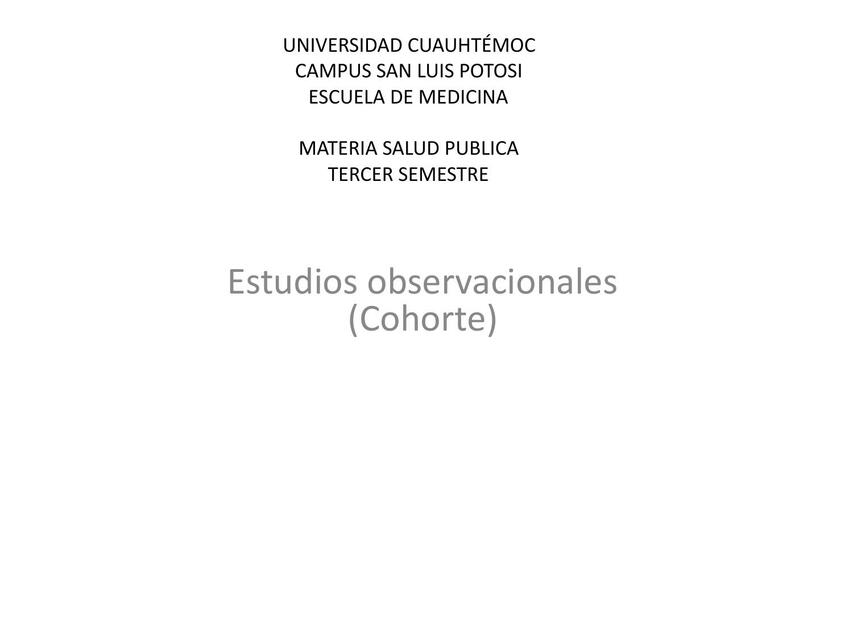 Estudios de Cohorte | Zahira Valdez | uDocz