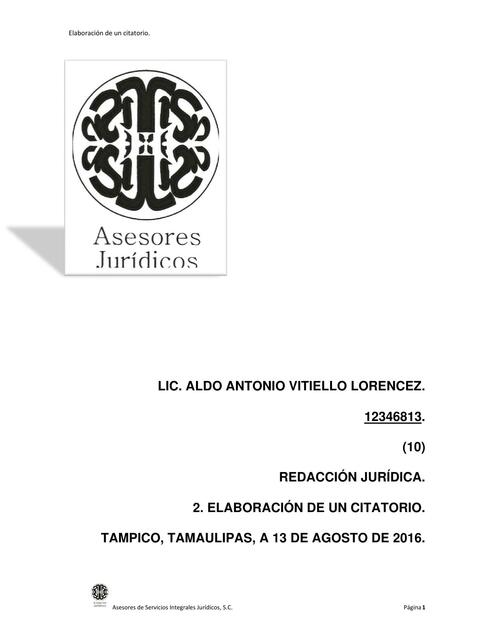 31. Elaboración de un Citatorio | Lic. Aldo Antonio Vitiello Lorencez ...