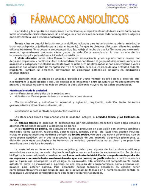Fármacos Ansiolíticos | YUDOC.ORG | uDocz