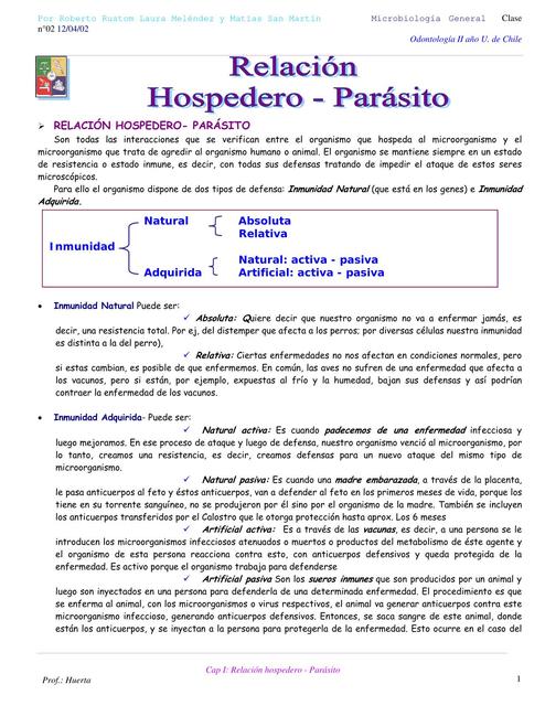 Relación Hospedero Parásito | YUDOC.ORG | uDocz