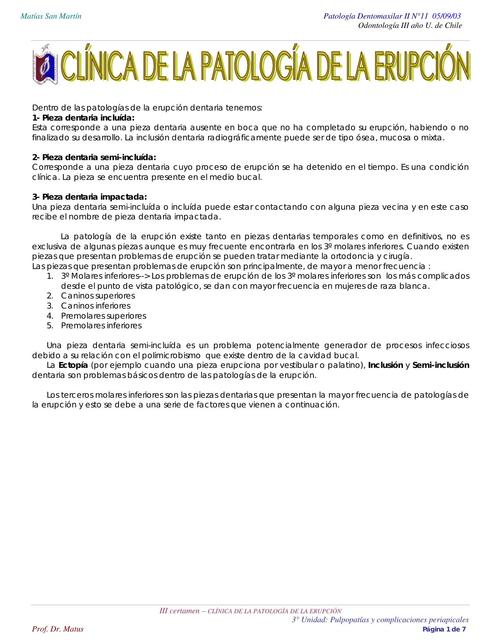 Clínica de la Patología de la Erupción 11 | YUDOC.ORG | uDocz