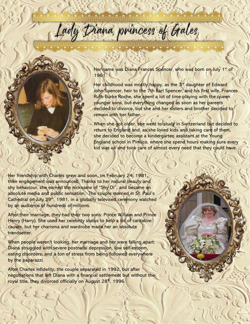 Lady Di princess of gales | Sandra Cruz | uDocz