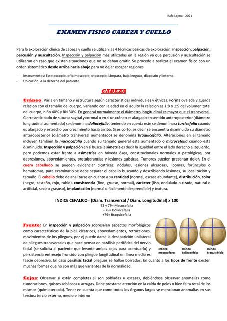 Semiología: Examen Físico Cabeza y Cuello | Rafael Fernando Lajmanovich | uDocz