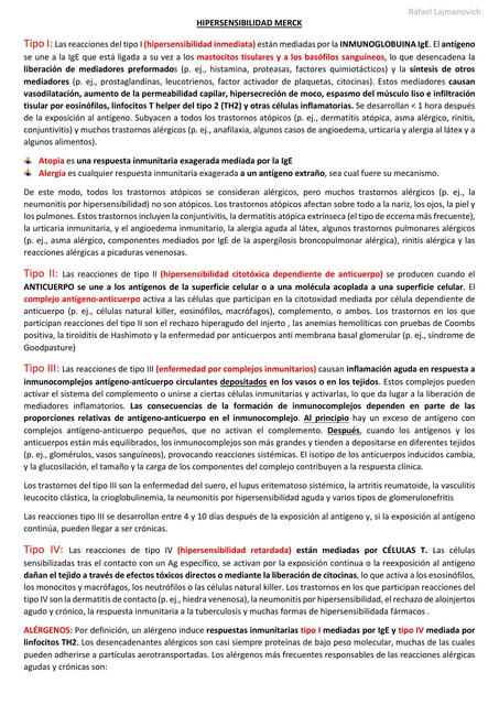 Hipersensibilidad Merck | Rafael Fernando Lajmanovich | uDocz