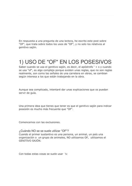 Uso del OF en Inglés | Enfermería | uDocz