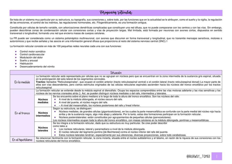 Formación Reticular Highwaytomed Udocz