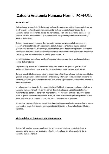 Guías Introducción a la Anatomía Humana Normal | M.V | uDocz