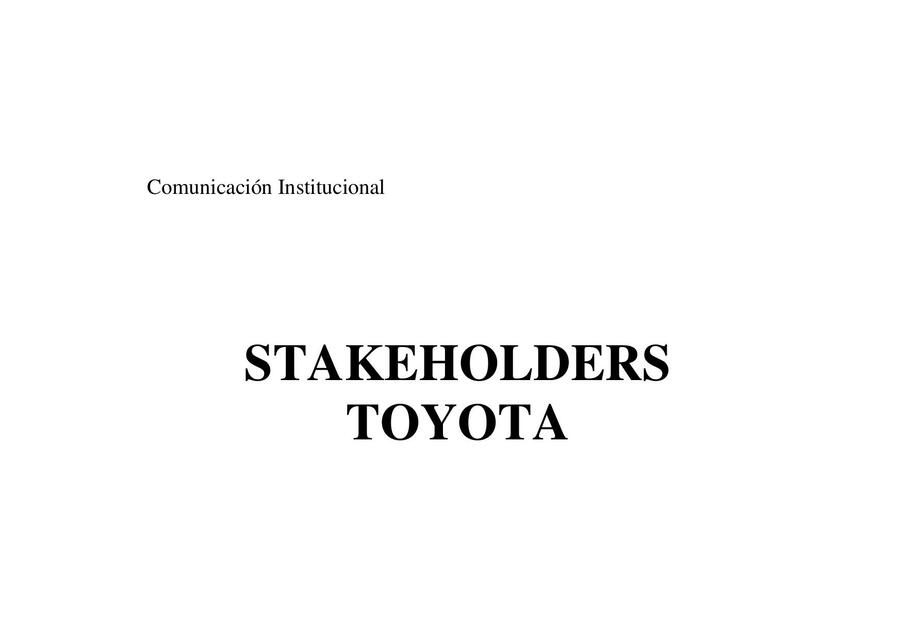 STAKEHOLDERS TOYOTA _ Comunicación Institucional | Cinthya's notes | uDocz