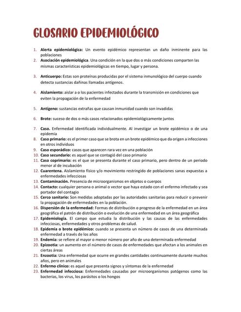 Glosario Epidemiológico | Alison Yareli Garcia Rodrigez | uDocz