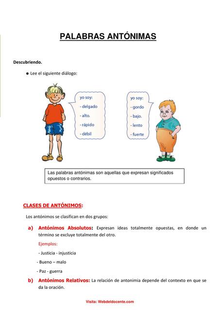 Palabras antónimas | Angela leiva | uDocz