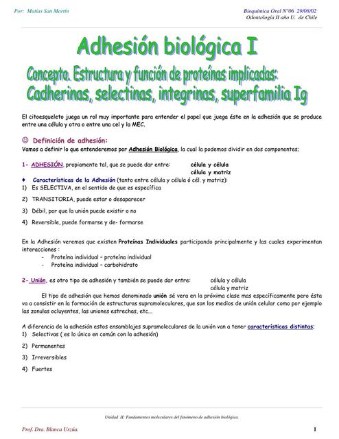 Adhesión Biologica | YUDOC.ORG | uDocz
