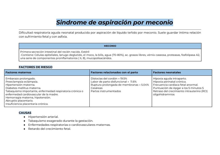 Sindrome de aspiración por meconio | Angela Dominguez | uDocz