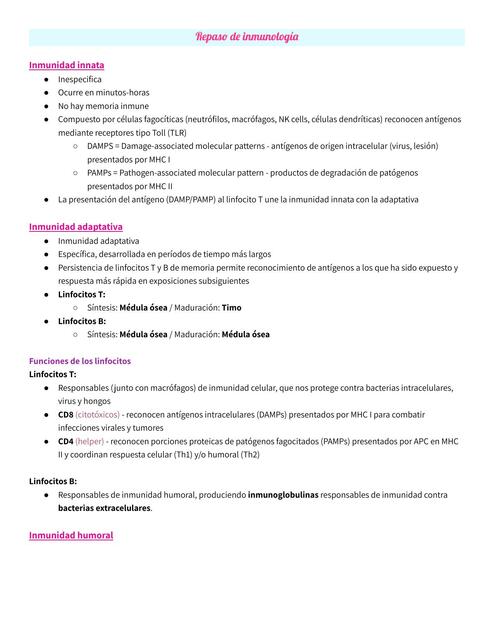 Inmunología, alergologia | MEDilove | uDocz