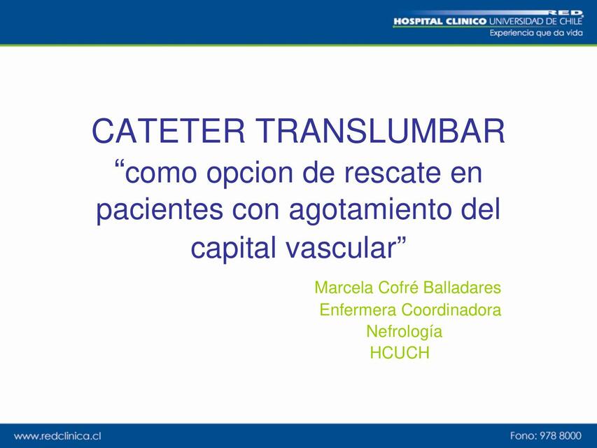 Catéter Translumbar | Enfermería | uDocz