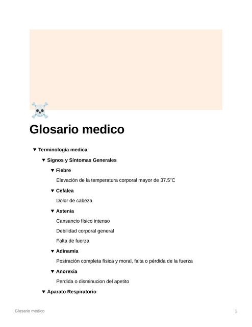 Glosario médico | ESPM MEDICINA | uDocz