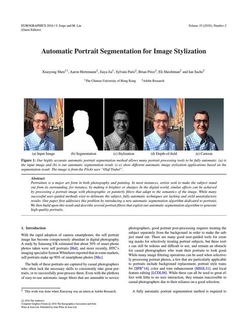 Automatic Portrait Segmentation For Image Stylization | HackerNews | uDocz