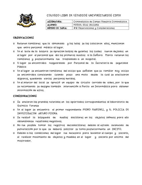 Consideraciones y Observaciones en Dictamen | Forensic.notes | uDocz