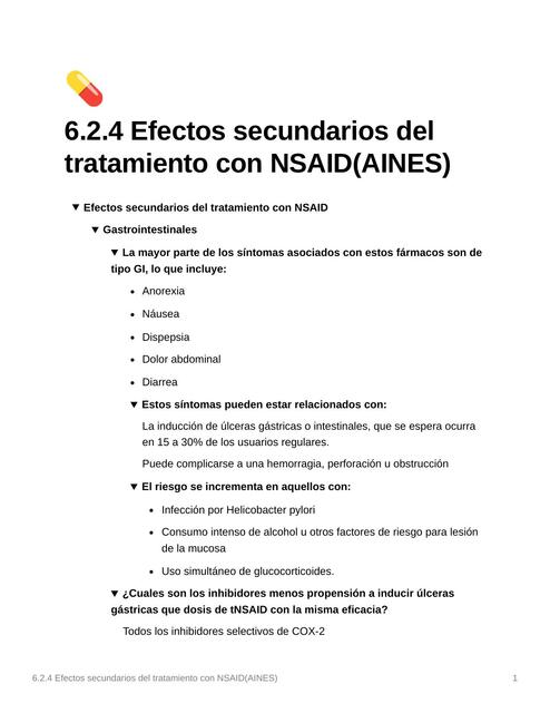 Efectos secundarios del tratamiento con NSAID (AINES) | ESPM MEDICINA | uDocz