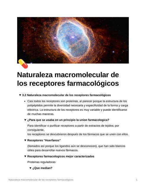 Naturaleza macromolecular de los receptores farmacológicos | ESPM MEDICINA | uDocz