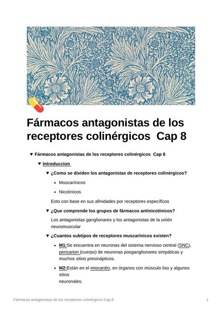 Fármacos antagonistas de los receptores colinérgicos | ESPM MEDICINA | uDocz